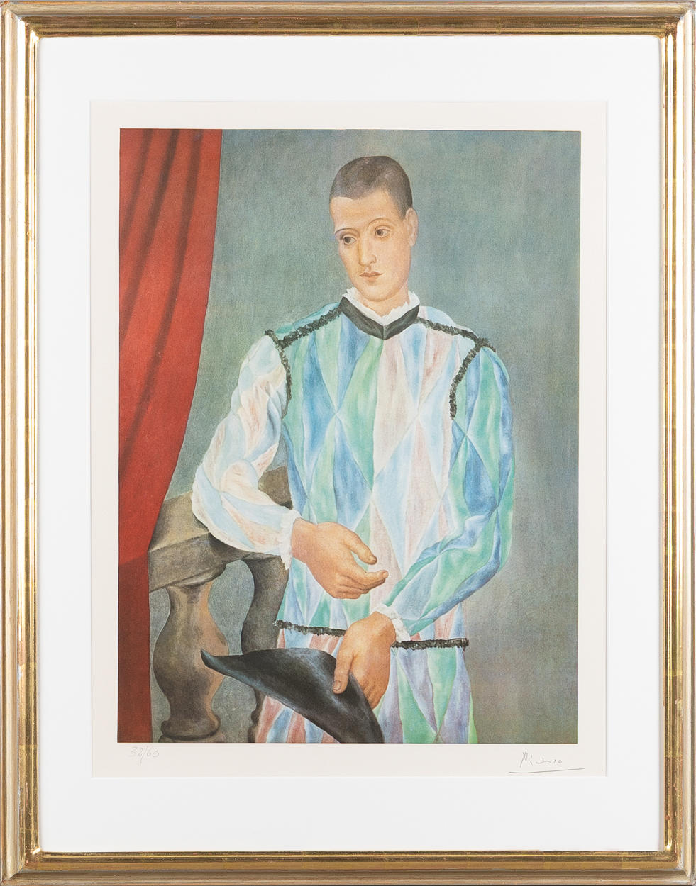 PABLO PICASSO. After. “Harlequin”, colour offset, from Barcelona suite ...