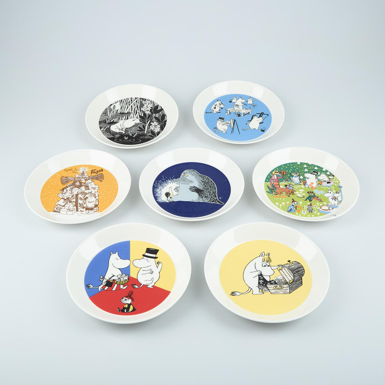 A set of 7 Moomin plates, Moomin Characters, Arabia, Finland. Ceramics ...