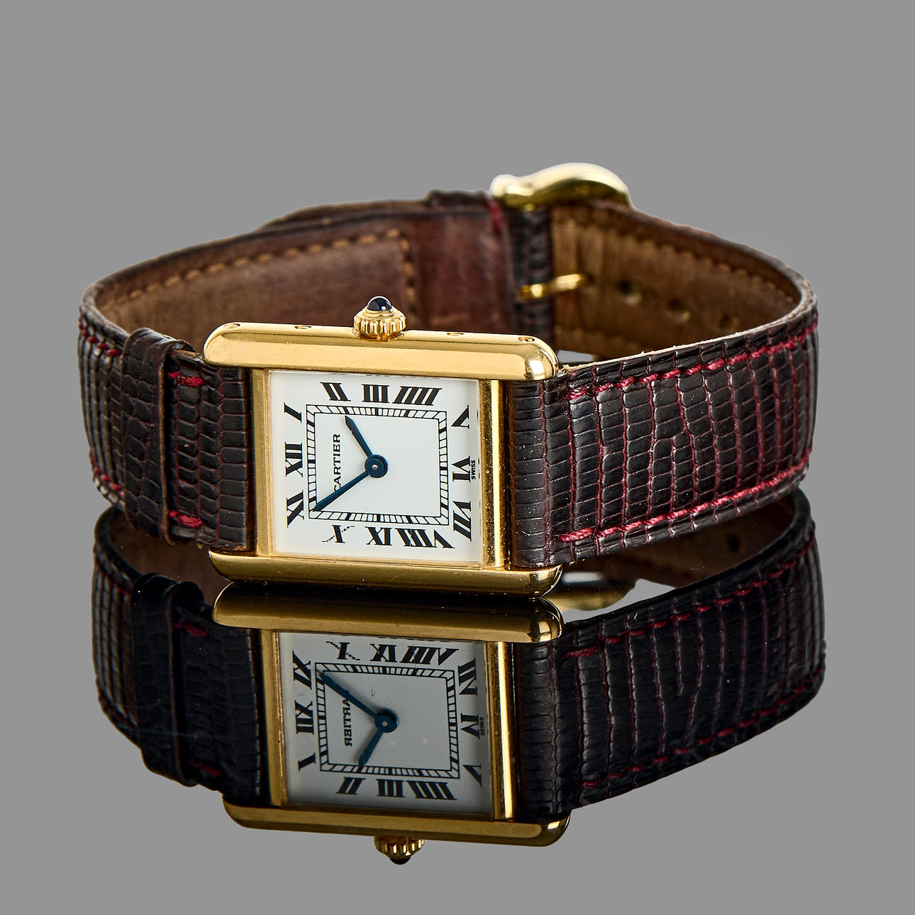 CARTIER, Tank, wristwatch, 18K gold, quartz, no 660011787, crown with ...