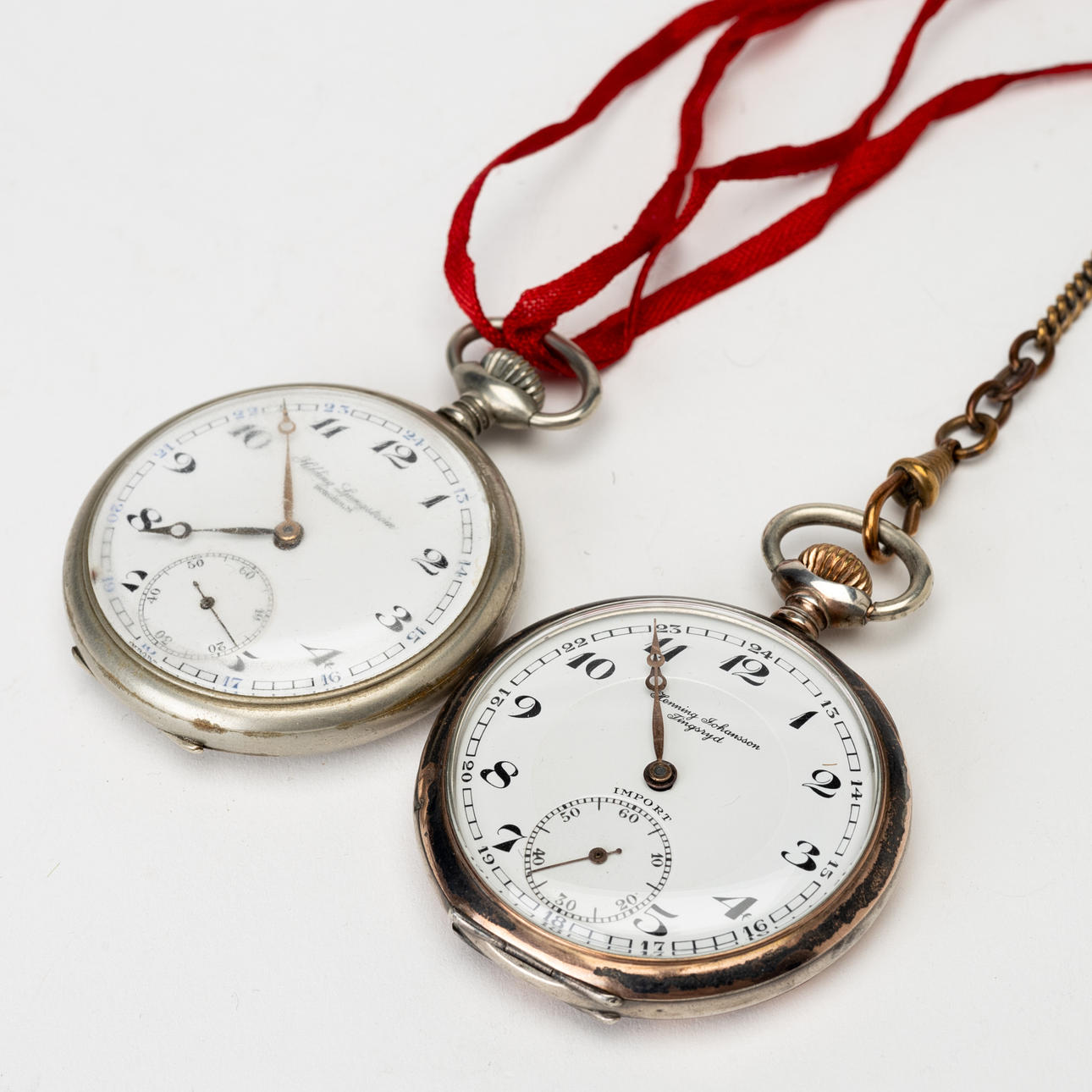 A pair of pocket watches, one in silver, Henning Johansson.Borgholm and ...