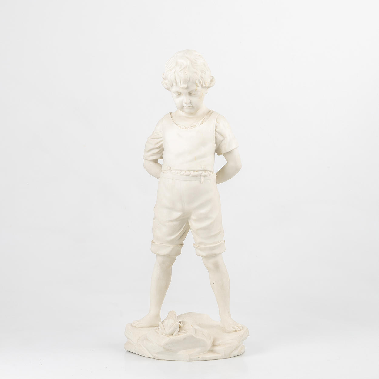 PER HASSELBERG. EFTER. Skulptur, Parian, "Pojken med grodan ...