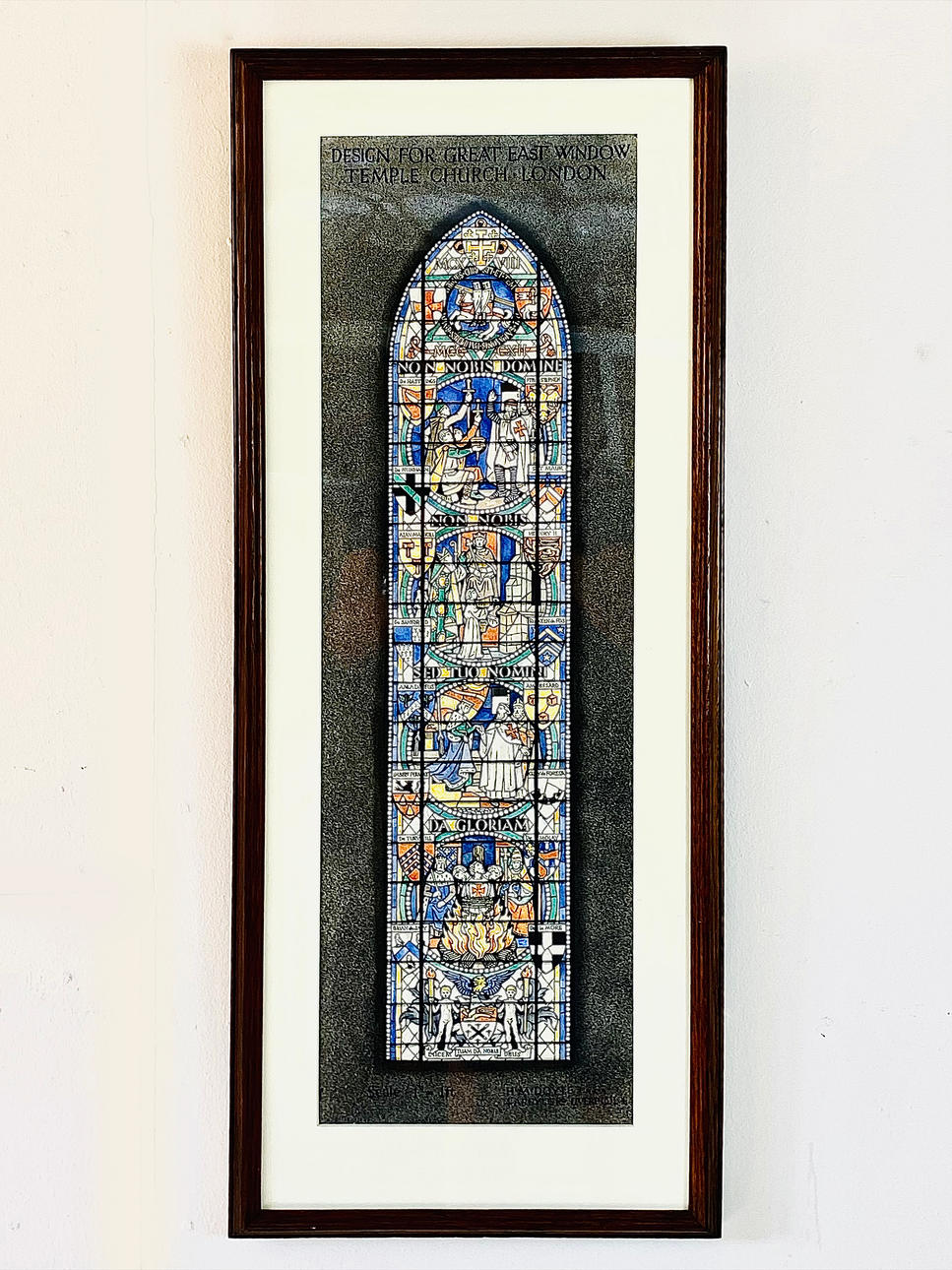 WATERCOLOUR OF A DESIGN FOR GREAT EAST WINDOW TEMPLE CHURCH BY HARCOURT ...