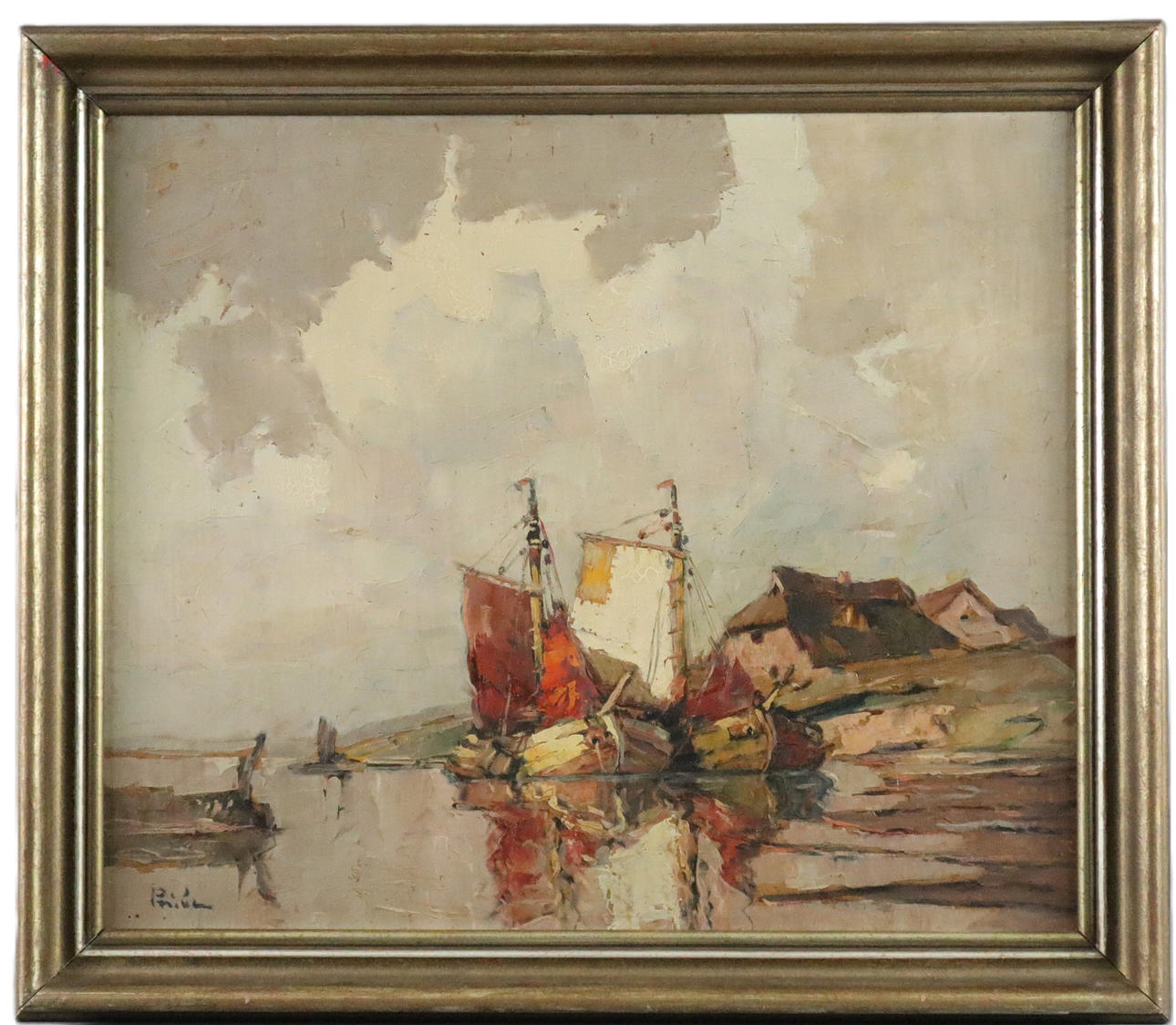 - PRIEBE, RUDOLF. Fishing boats in a harbor, oil on fiberboard. Art ...