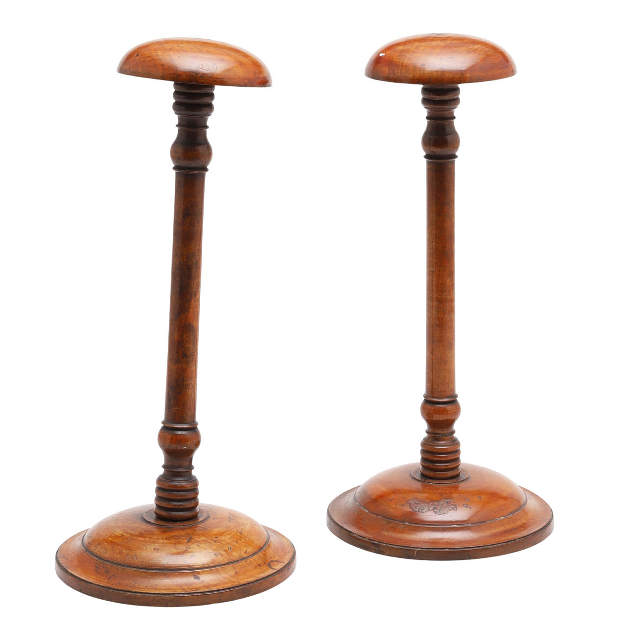 A PAIR OF 19TH CENTURY TURNED WALNUT HAT STANDS. Miscellaneous ...