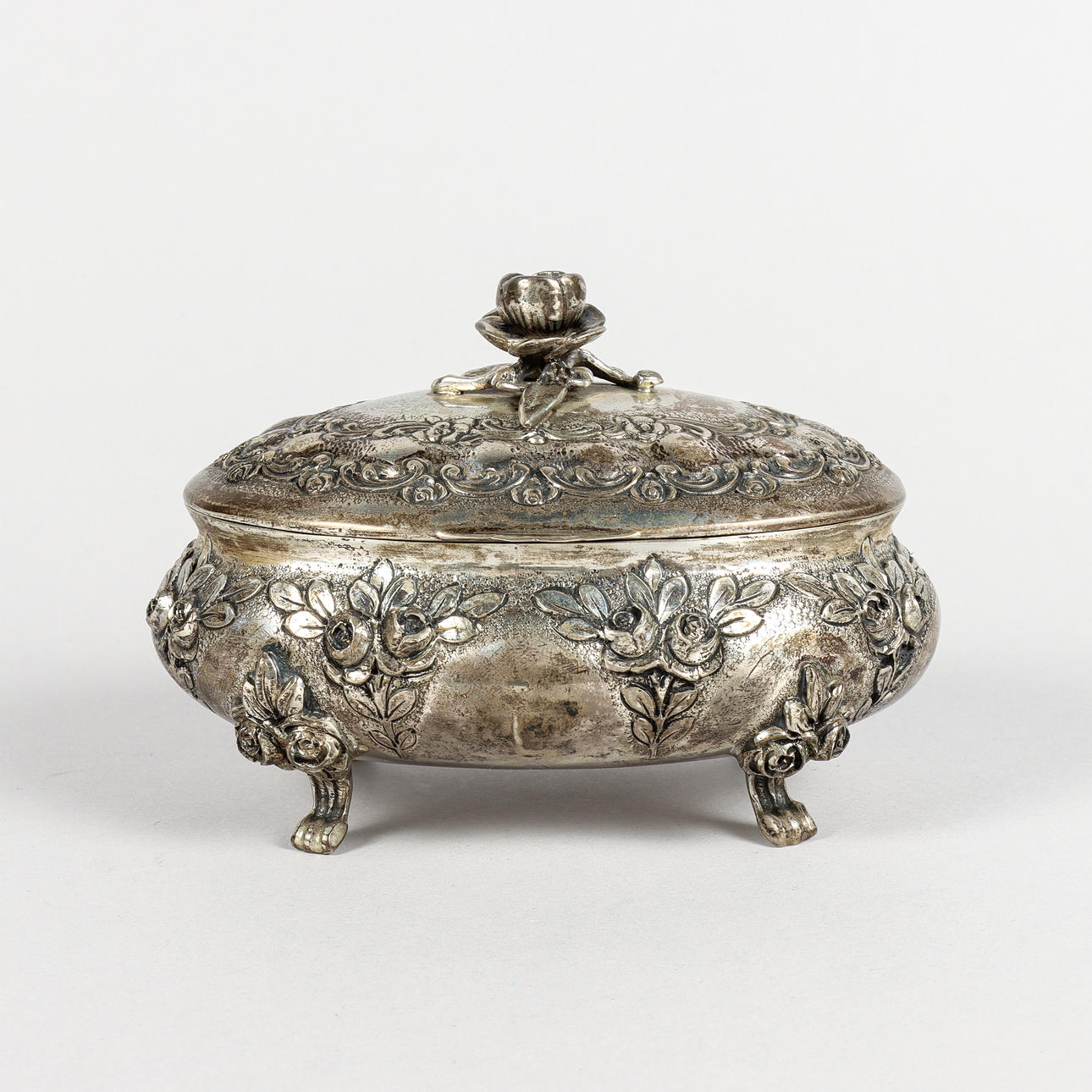 A silver sugar box with gilt inside, Rococo style. Silver & Metals ...