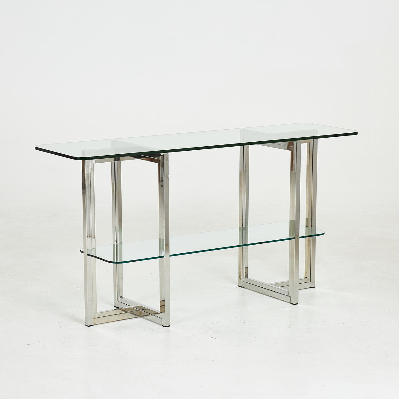 RELIEF TABLE, “Brutus”, Englesson, chromed stand, glass shelf ...