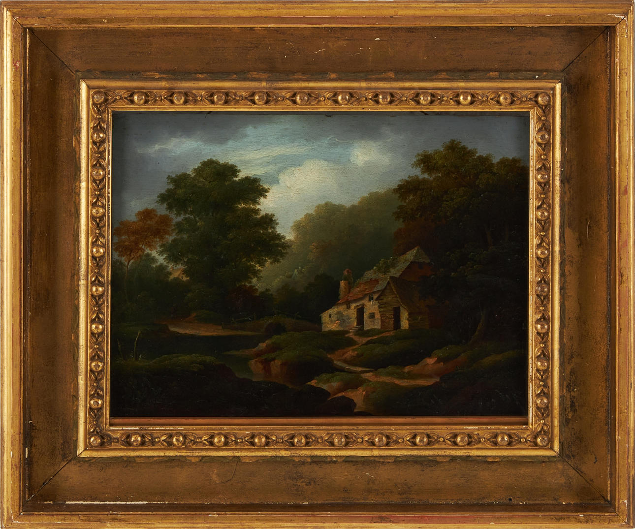 JOHN WALLACE TUCKER (1808-1869) ENGLAND. Landskap med hus, olja på duk ...