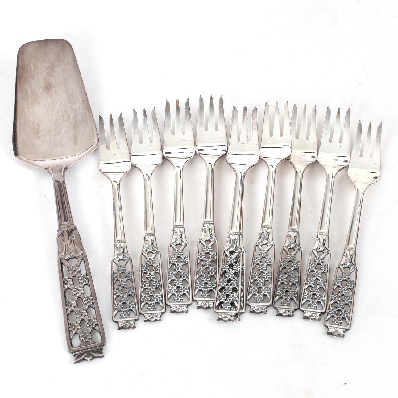GAFFLAR och TÅRTSPADE, 11 delar silver, "Princess", Cesons, 1960-tal ...