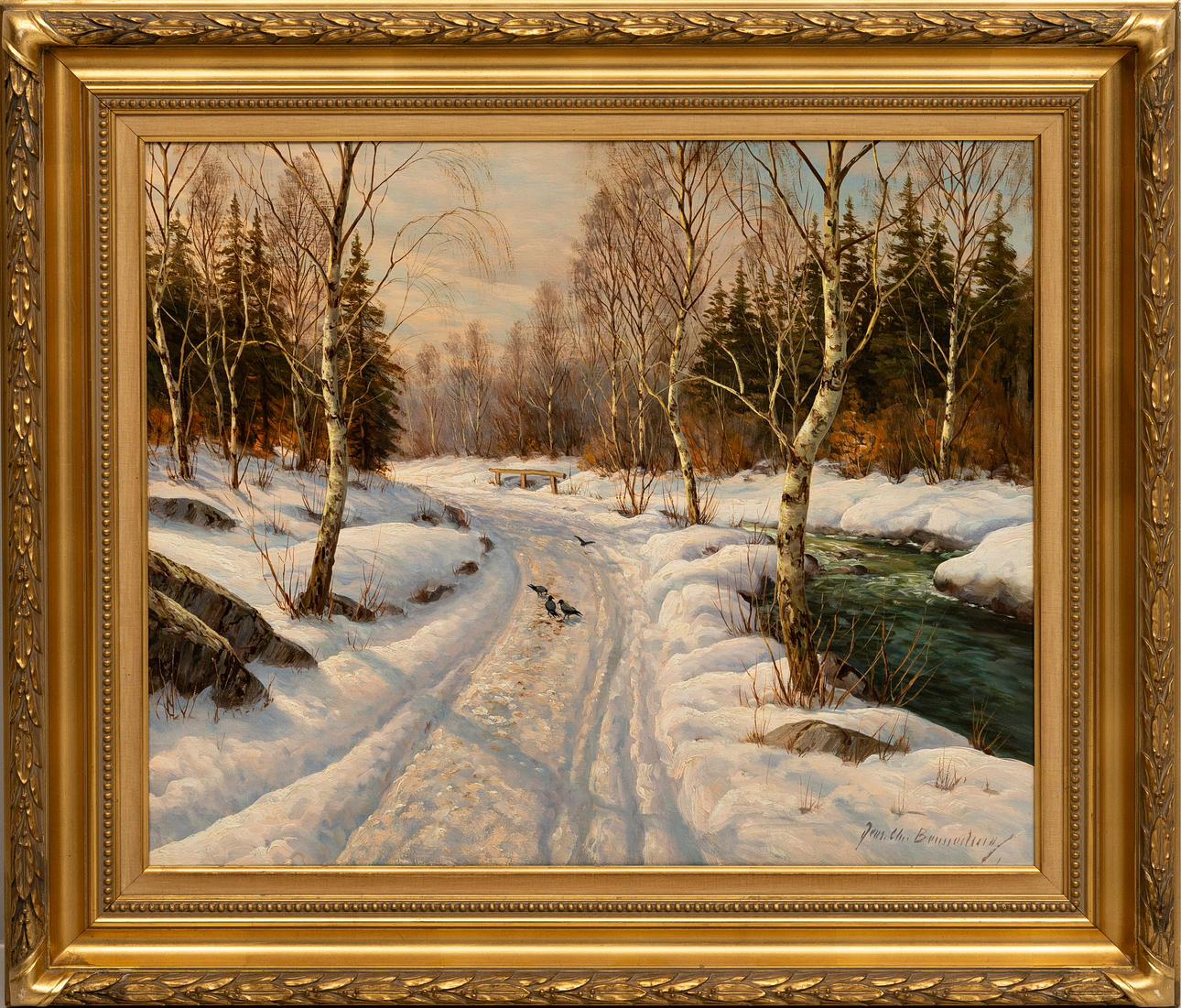 JENS CHRISTIAN BENNEDSEN 1893-1967. "Vinterlandskap" olja på duk, signerad. Konst - Måleri ...