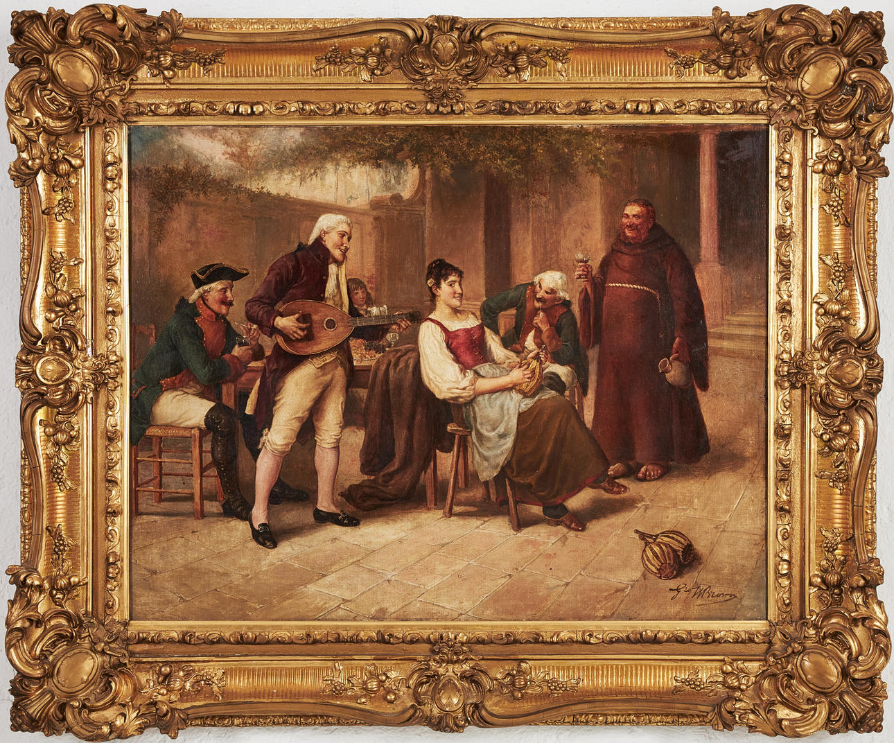 AN UNIDENTIFIED ARTIST, 19th century, Inn interior. Oil painting on ...