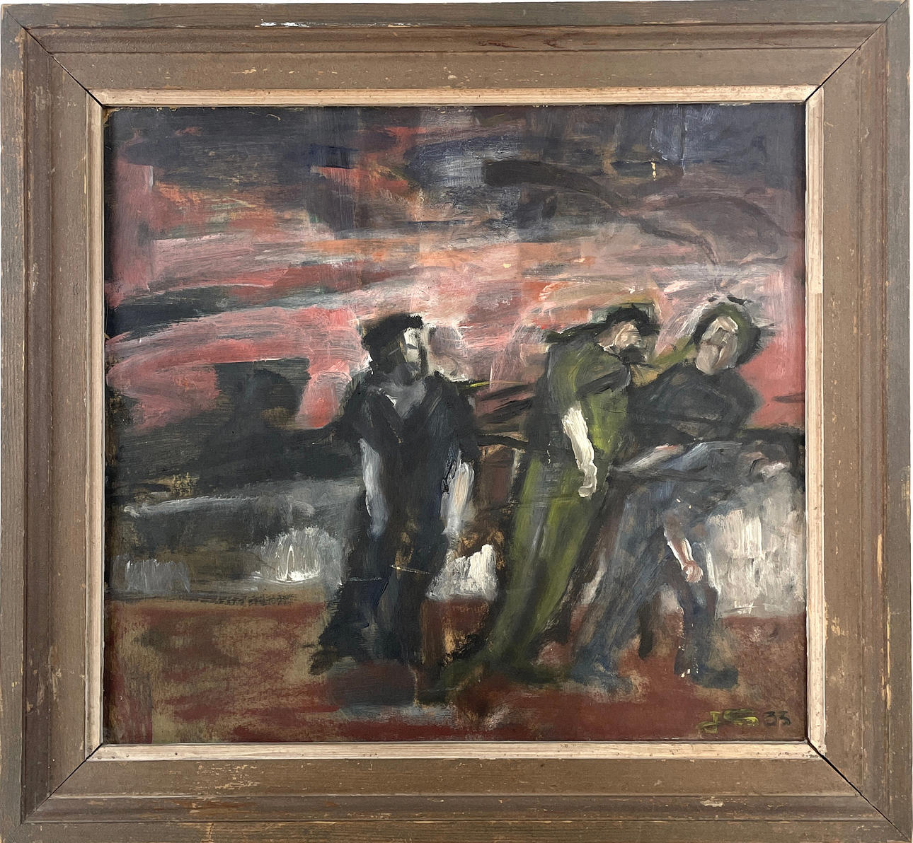 JOSEF SANDBERG. (1896 - 1986), oil on panel, “Barge puller”, monogram ...
