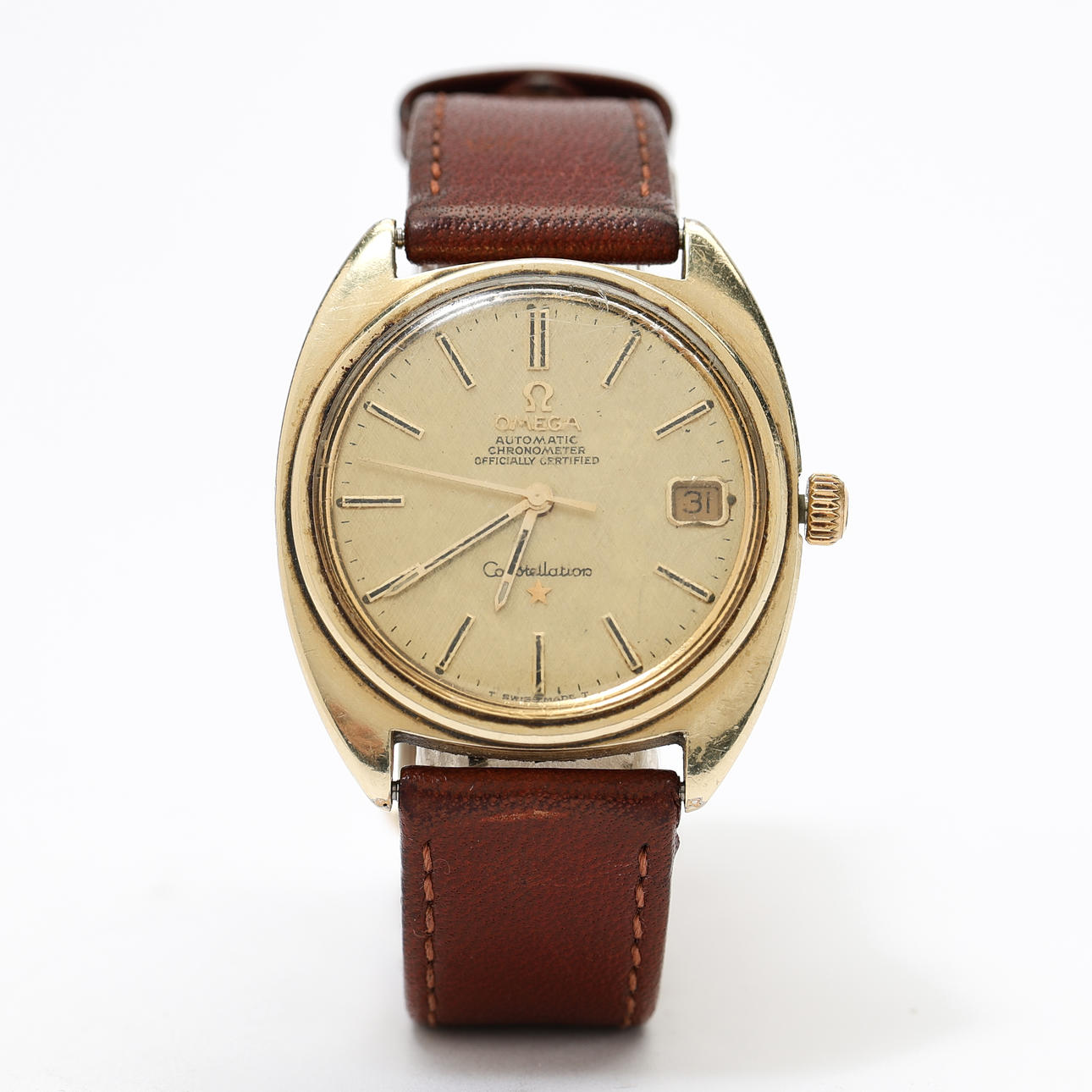 OMEGA CONSTELLATION, armbandsur, guld+stål, automatiskt uppdrag, datum ...