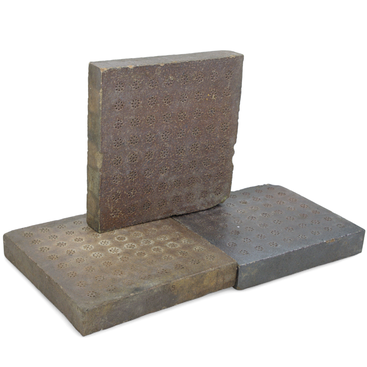 STONEWARE PLATES 3 pcs, glazed stoneware, perforated with holes ...