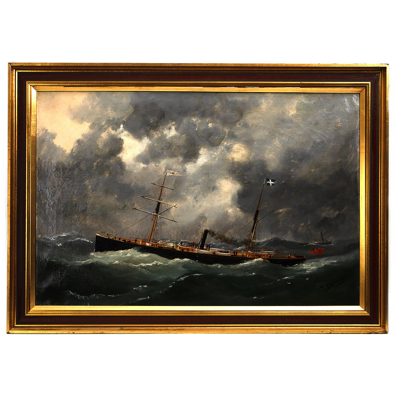 MARIE-ÉDOUARD ADAM. Ship motif. Art - Paintings - Auctionet