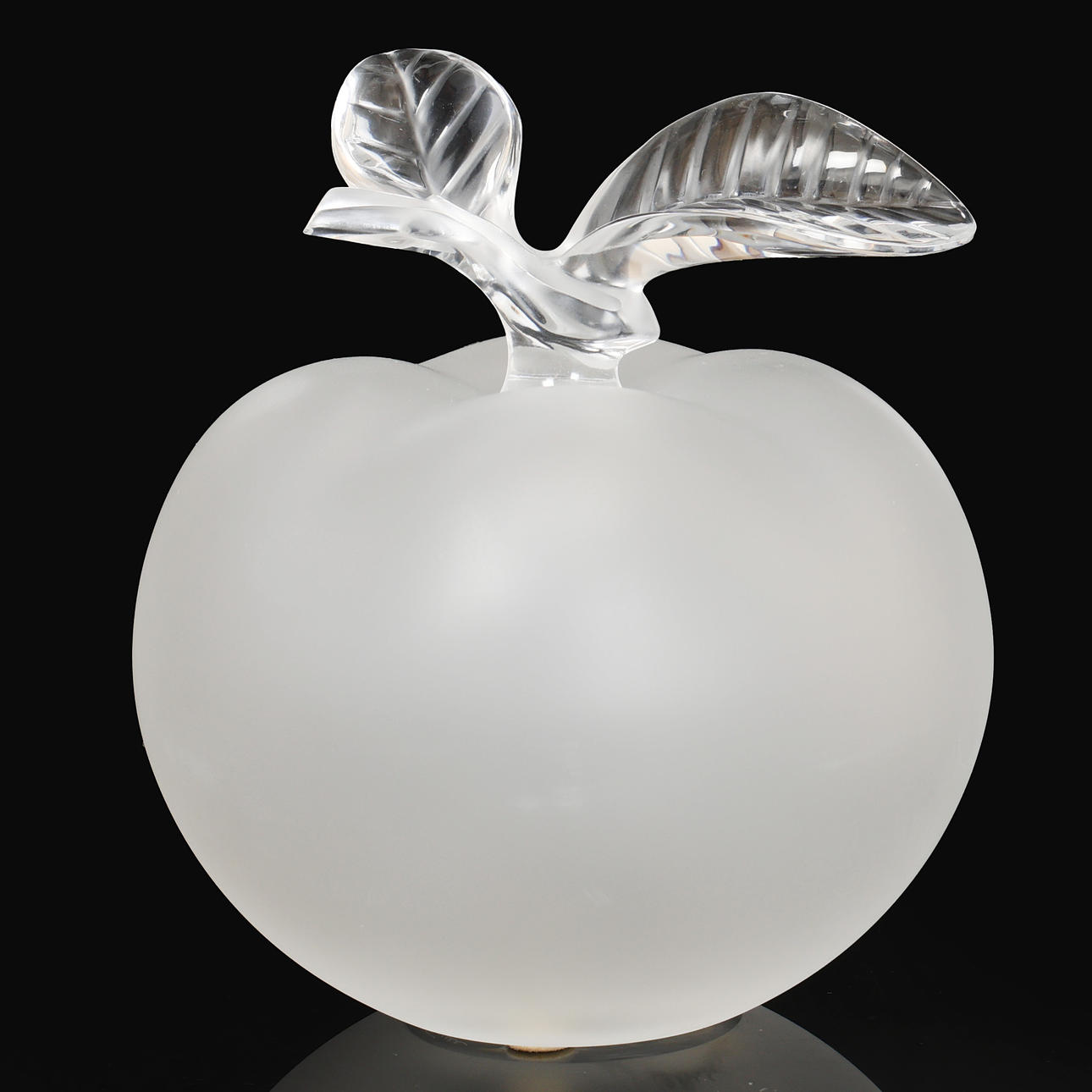 A LALIQUE FROSTED GLASS GRANDE POMME PERFUME BOTTLE IN THE FORM OF AN ...