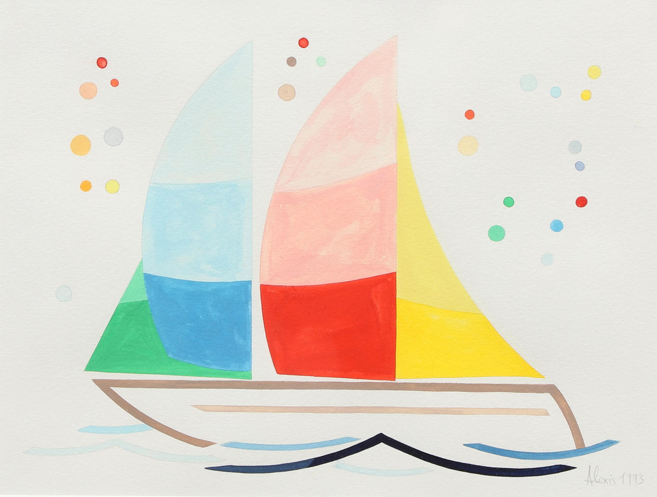 ALEXANDRE MIMOGLUE. Akvarell, komposition, signerad Alexis 1993. Konst ...