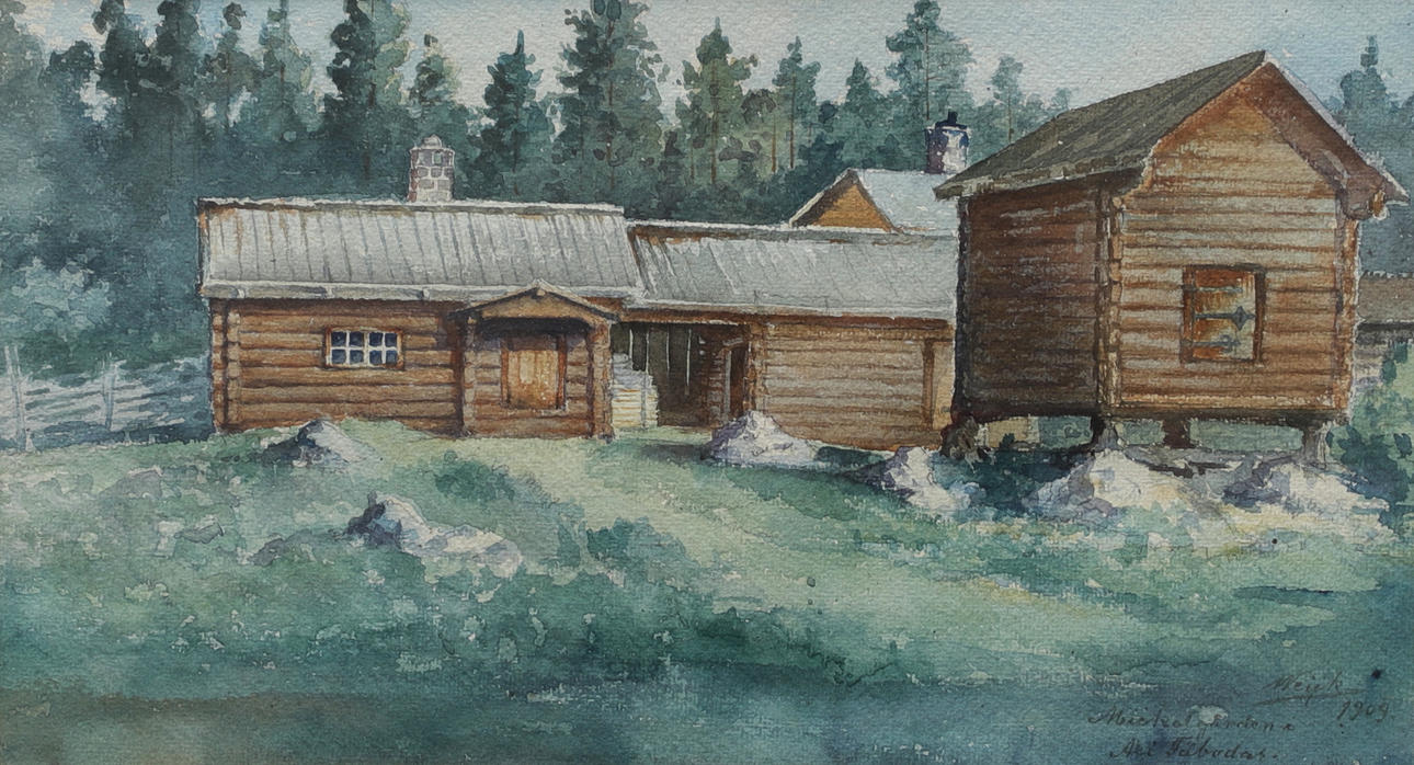 ANDERS WEIJK. “Mickelgården, Axi Fäbodar”, watercolour, signed and ...