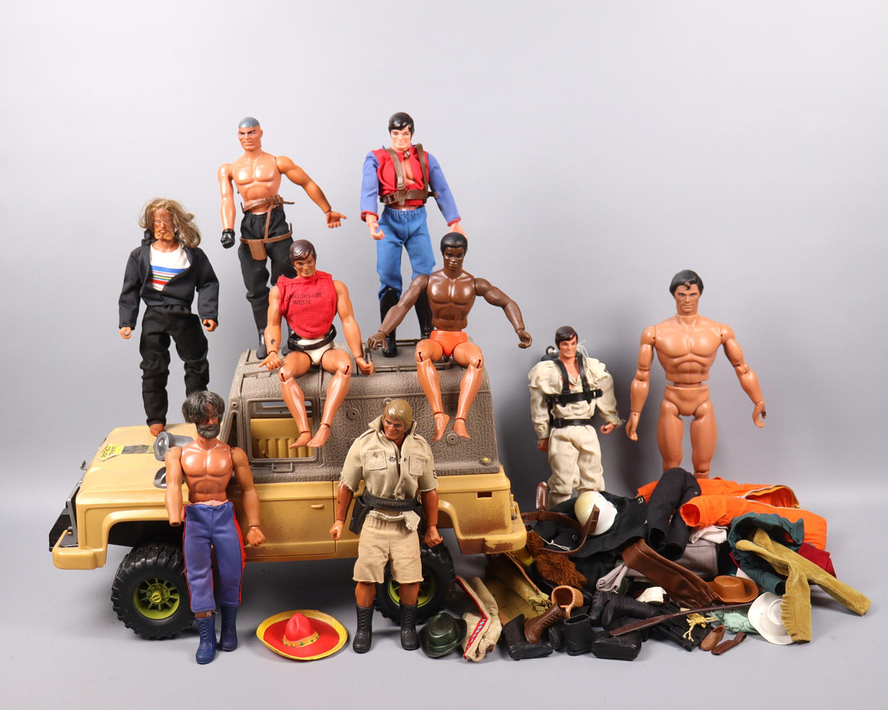 BIG JIM, Mattel, dolls, Safari Truck and accessories and a Superman ...