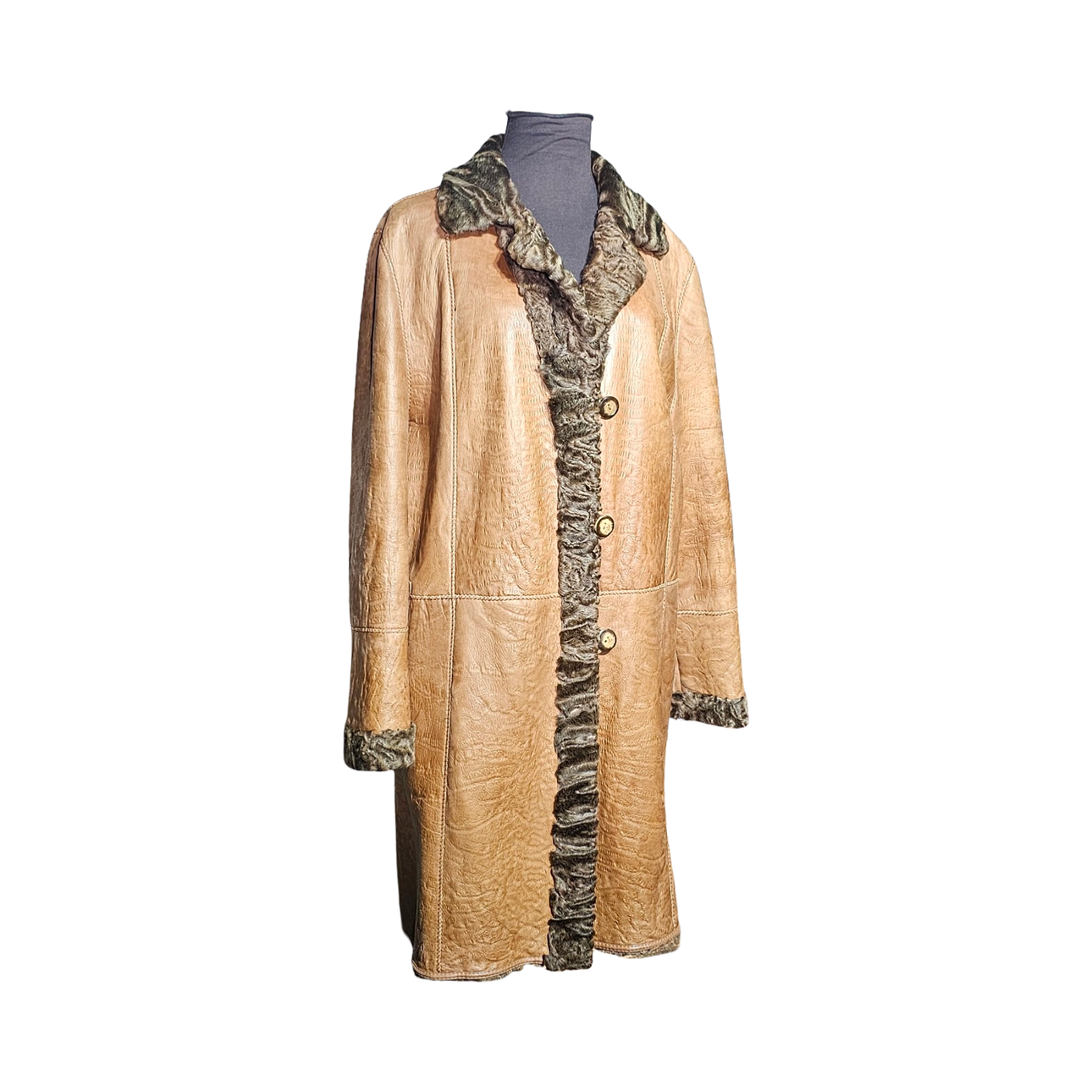 Vändbar mocka-färgad astrakhanjacka. Vintagekläder & Accessoarer ...