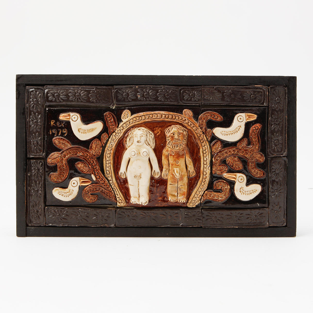 REX STUART BECK. „Adam und Eva“, Wandrelief, Keramik, signiert und ...