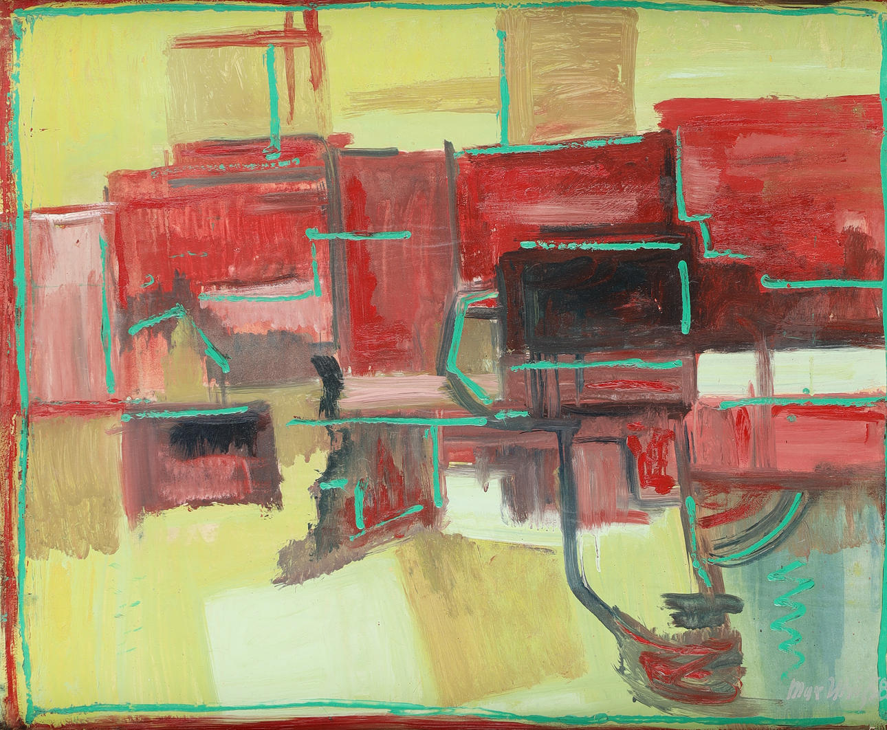 MAX ULVIG (1913-1969). Abstract composition, oil on plate, signed and ...