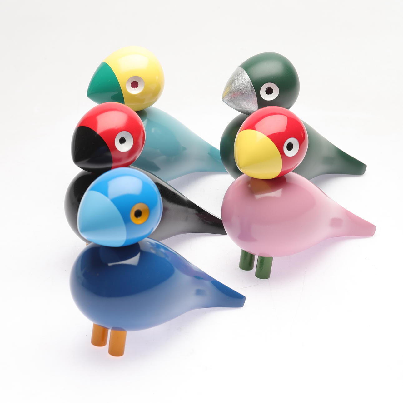 KAY BOJESEN. 5 lacquered wood birds from the series' Songbird ', Kay ...