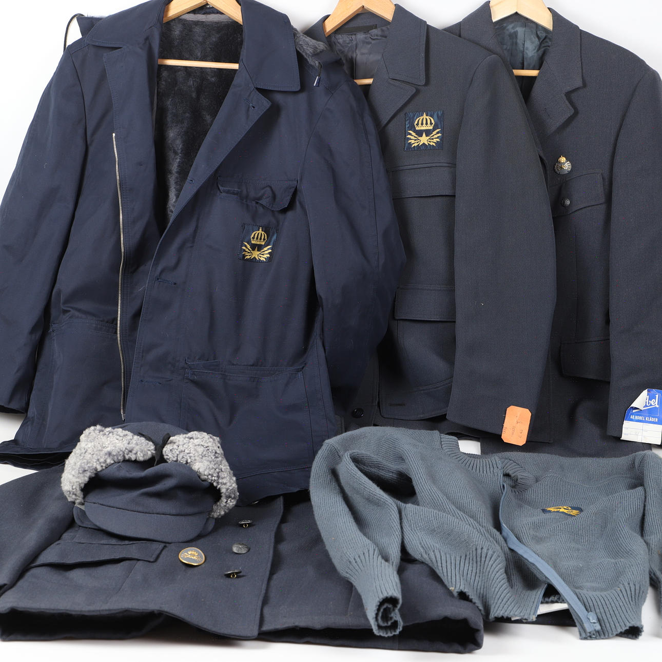 WORK UNIFORM M. M., 6 pieces, “Televerket”, fol. a. Nobel, 20th century ...