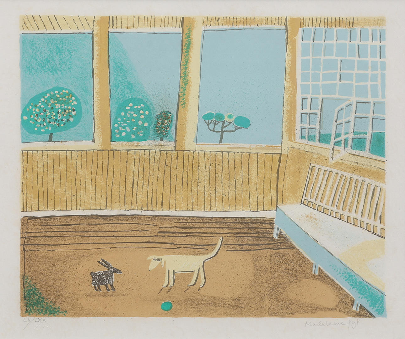 MADELEINE PYK. ANIMALS IN THE PORCH. Art - Engravings & Prints - Auctionet