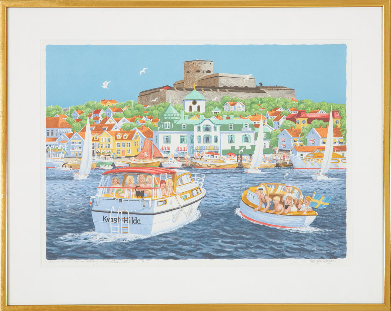 BERT HÅGE HÄVERÖ. färglitografi, "Sommardag i Marstrand" signerad samt ...