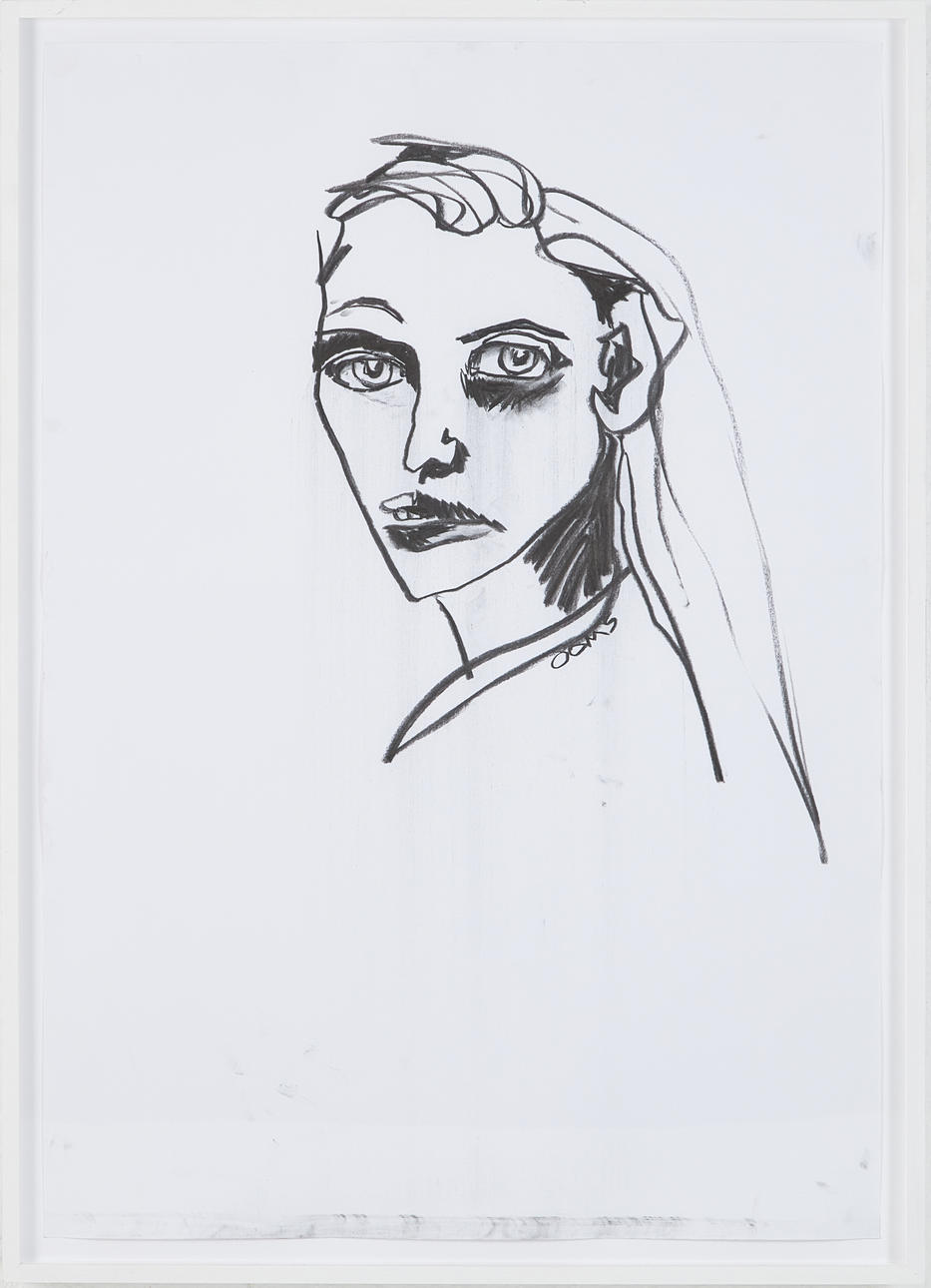 AMANDA OOMS (FÖDD 1964). “Endure Courage”, charcoal drawing on paper ...