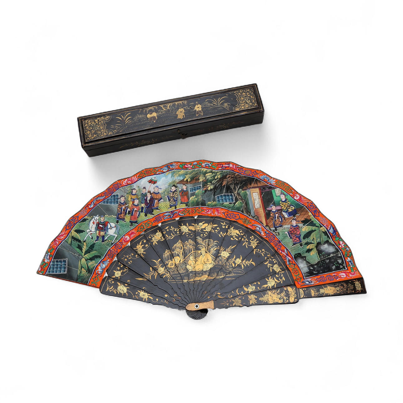 Chinese “thousand faces” fan, late 19th Century. Asiatica - Wood ...