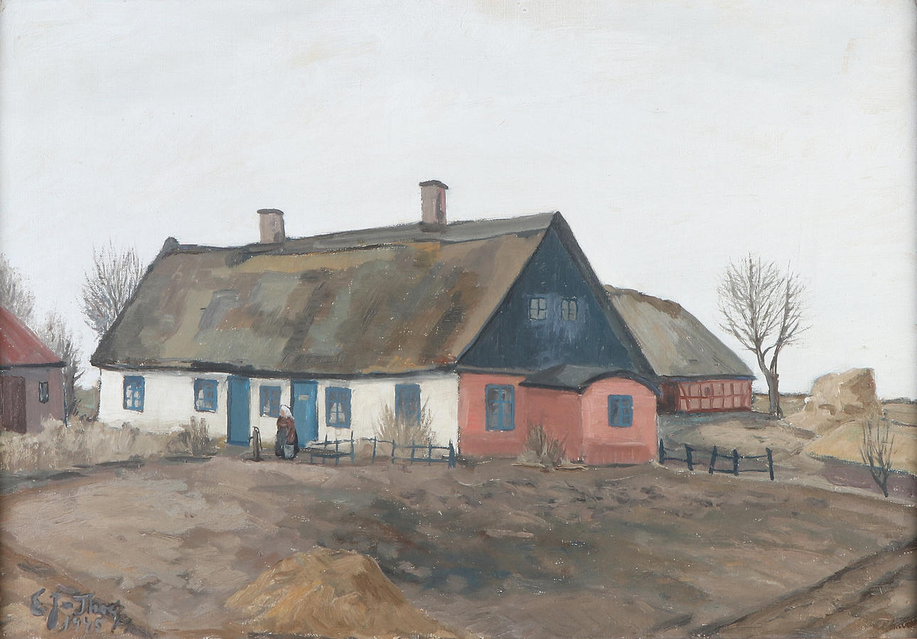 EMIL JOHANSSON-THOR. Oil painting on canvas. Old farm. Signed and dated ...