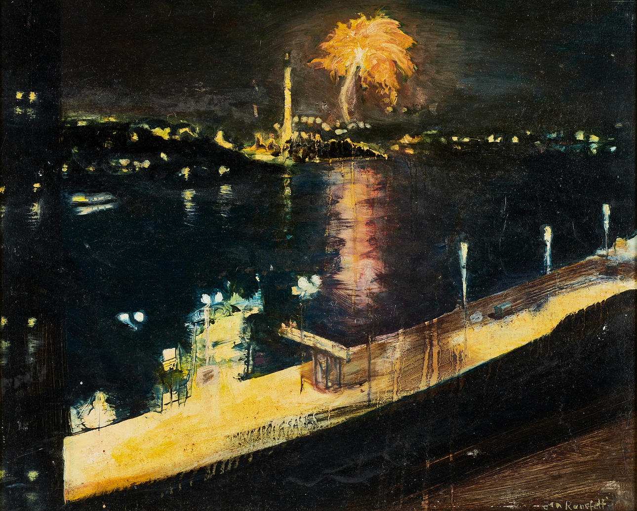 JAN RUNEFELT (född 1946). "Fyrverkeri II", utsikt från Katarinavägen ...