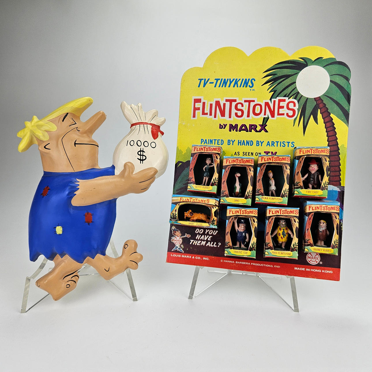 THE FLINTSTONES. A set of two-piece toys, TV-Tinykins, Marx and Sky ...
