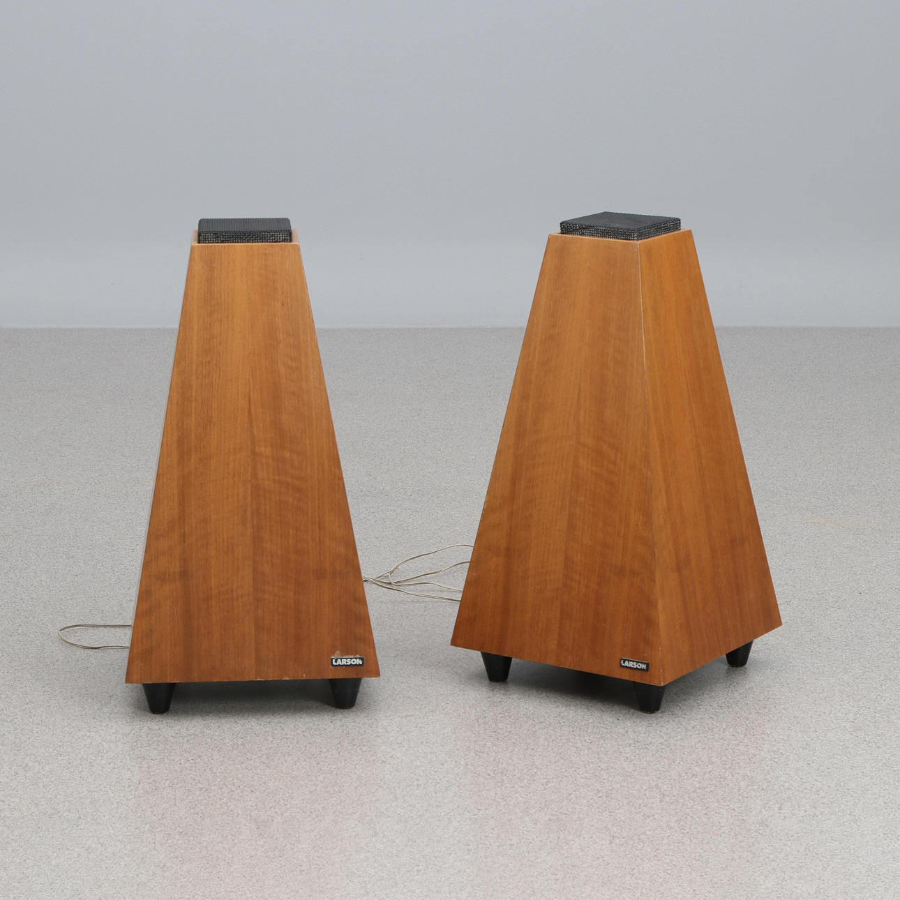 LARSON, PYRAMID SPEAKERS, A PAIR. It's teak. Second half of the 20th ...