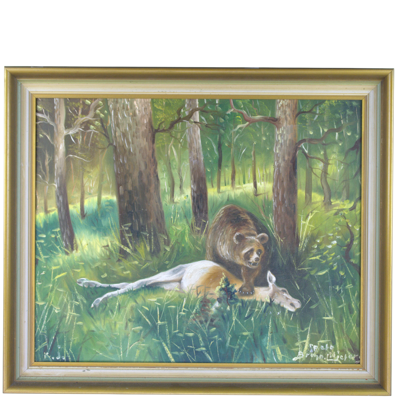 OIDENTIFIERAD KONSTNÄR. Oil on canvas, eft. Bruno Liljefors, indistinct ...