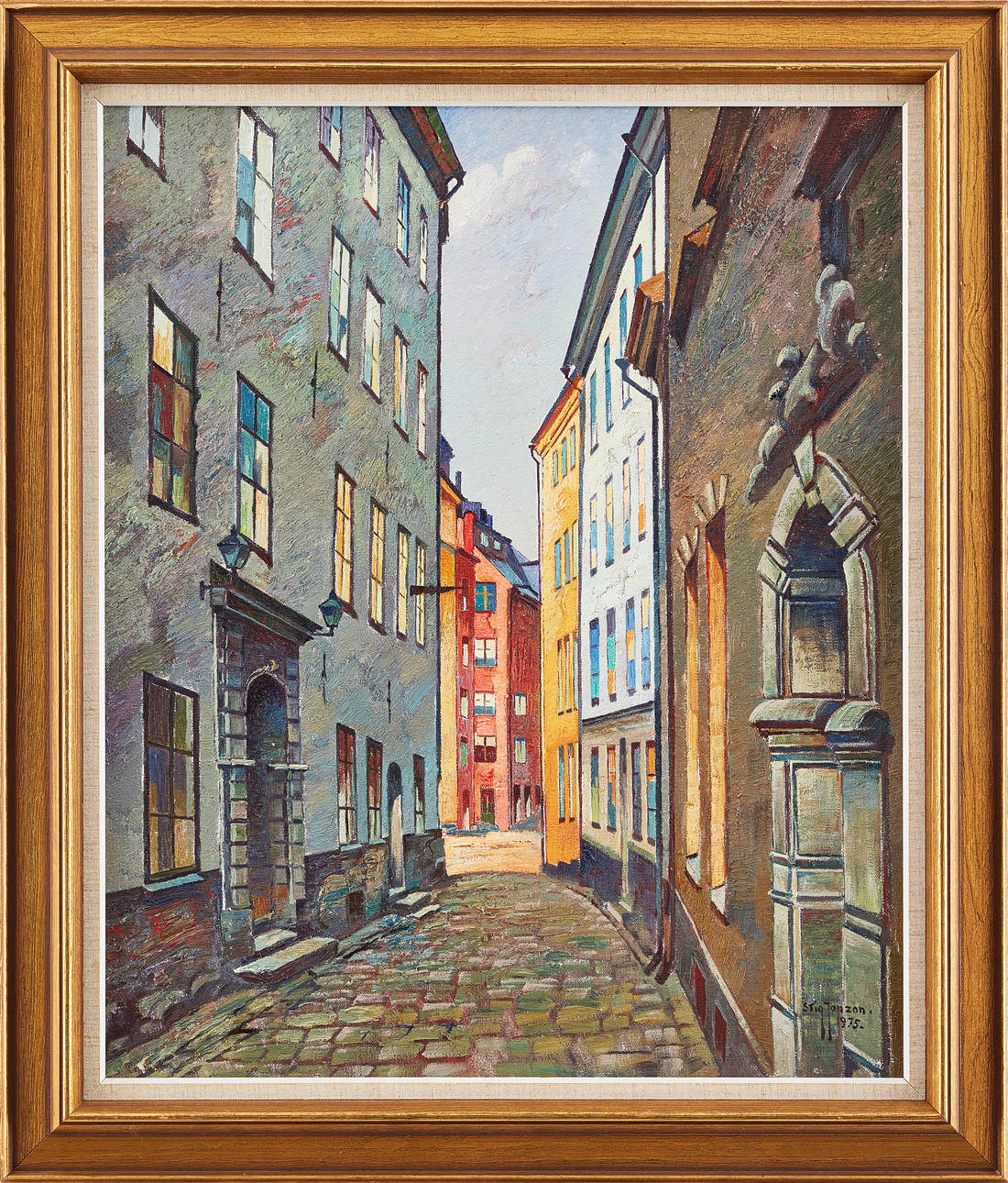 STIG JONZON. Gamla stan, Stockholm, olja på duk, daterad 1975. Konst ...