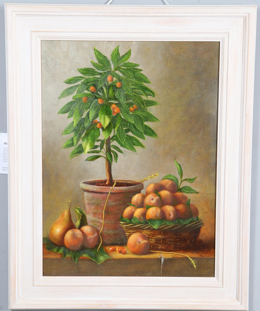 PATRICIA NEWMAN (20TH/21ST CENTURY). STILL LIFE OF FRUIT & KUMQUAT TREE ...