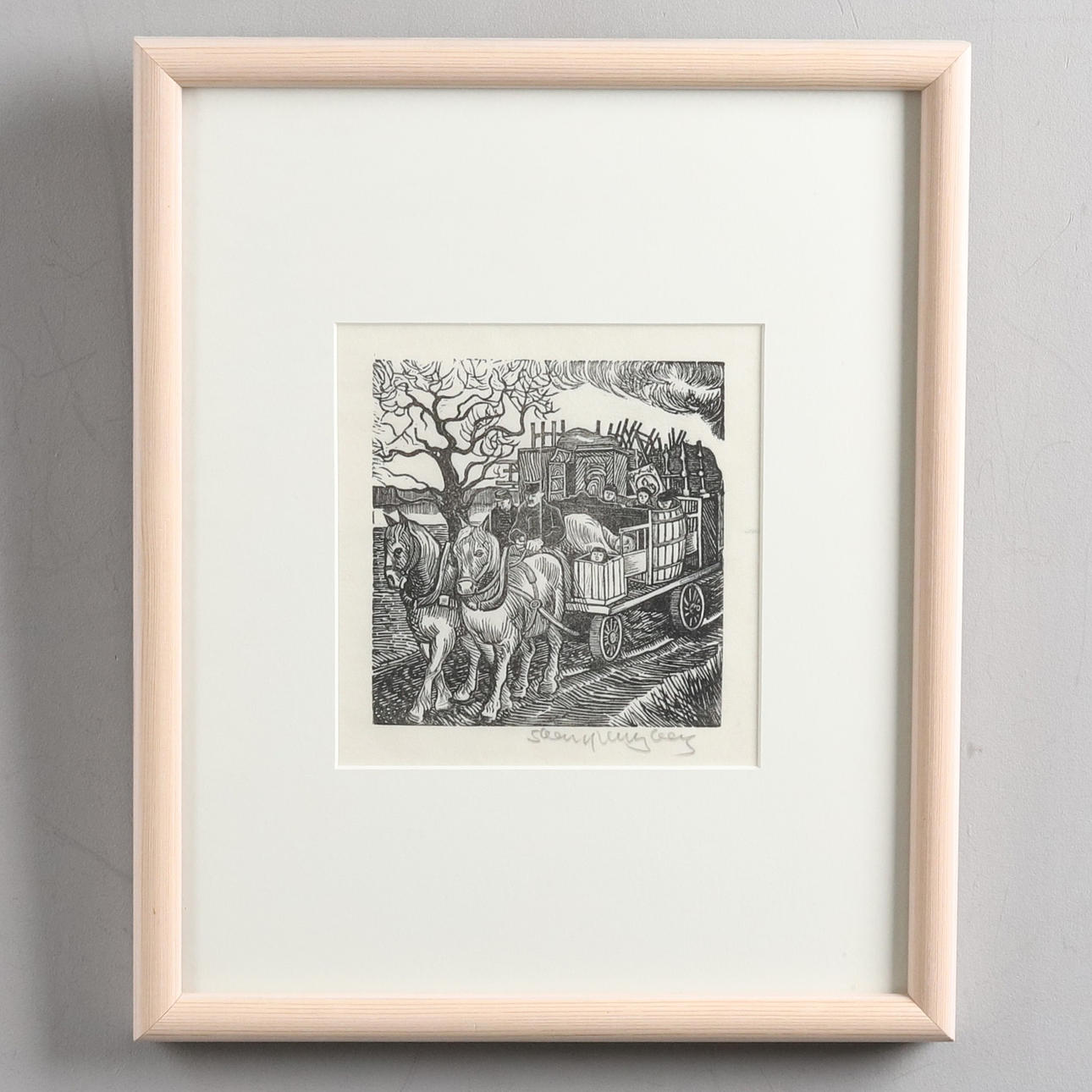 SVEN LJUNGBERG. TRÄSNITT, "Flyttlass", signerad. Konst - Grafik - Auctionet