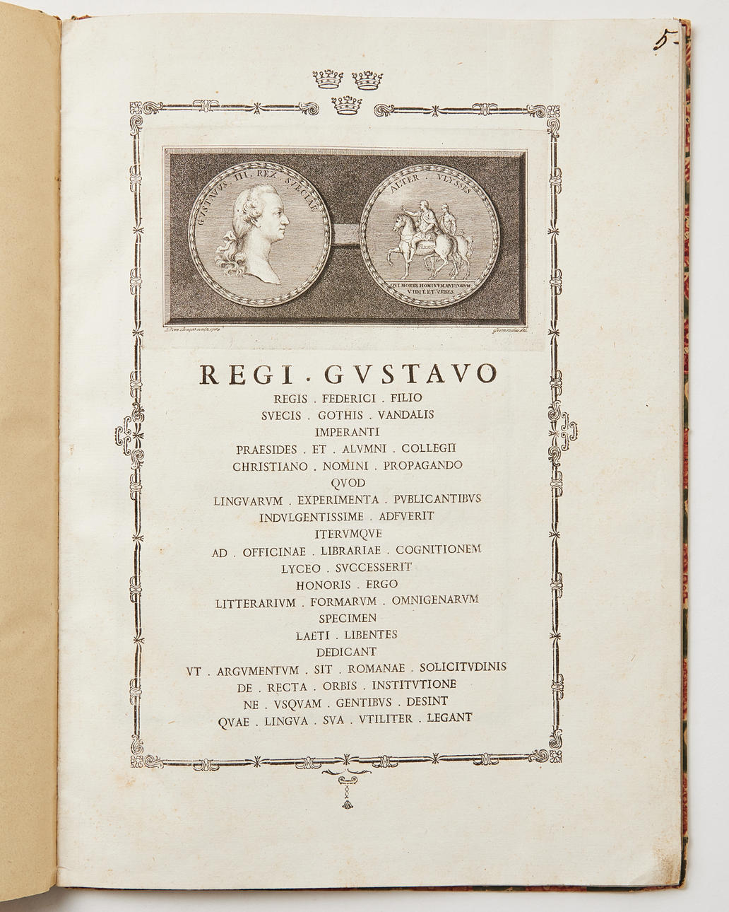 RARE WRITING WITH HOMAGE VERSES TO GUSTAV III, Rome 1784. Books, Maps ...