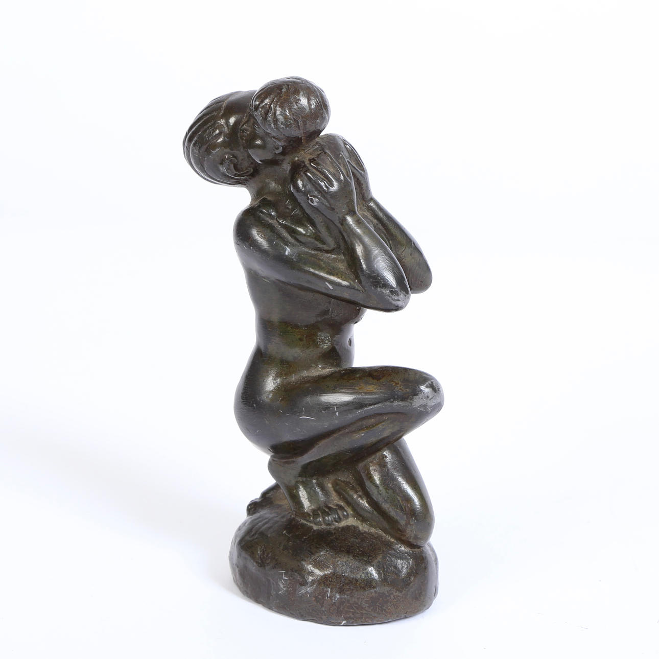 KAI NIELSEN. Bronze patinated pewter figure in the shape of mother with ...