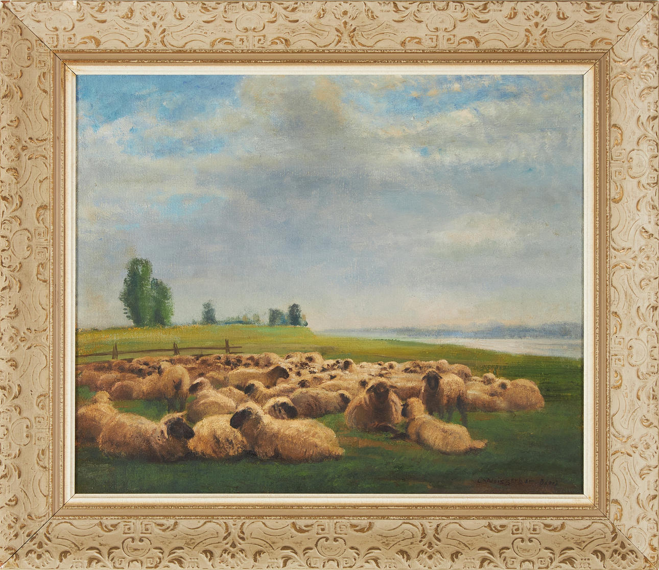 KARL WEISSGERBER (1891-1968). Landskap med får, olja på duk, signerad ...