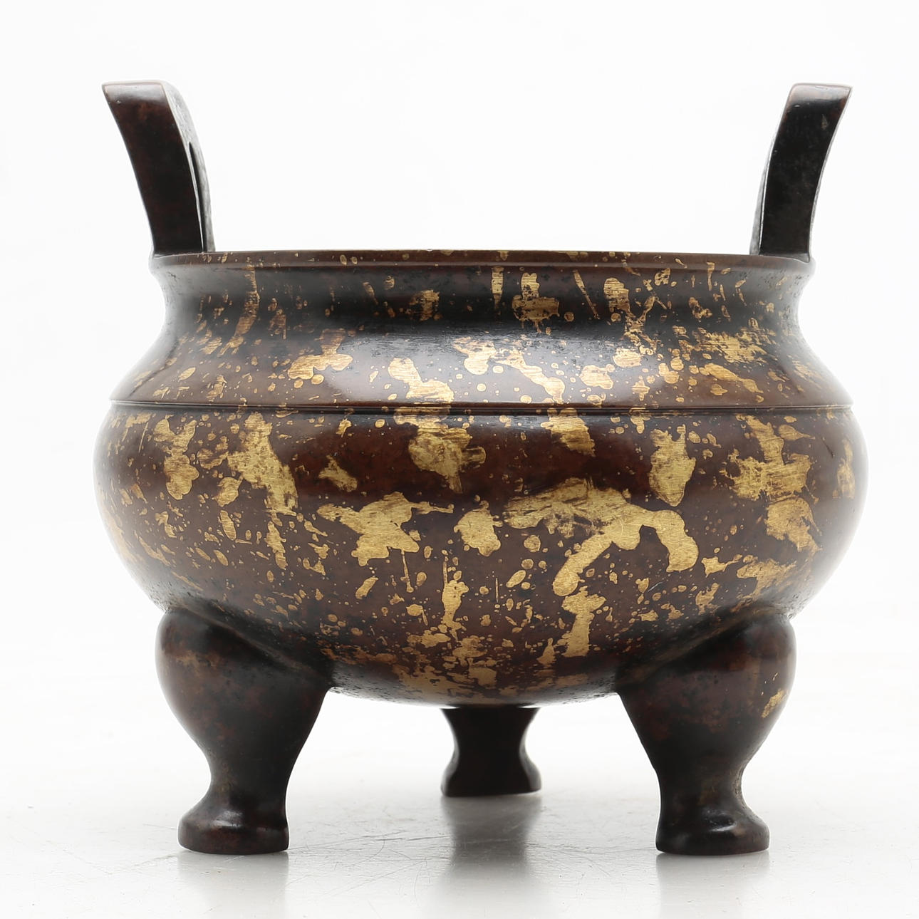 Chinese Qing tripod censer in “gilt-splashed” bronze, probably from the ...