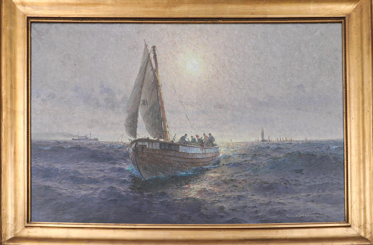 EMIL EKMAN. Olja på duk, marint motiv, signerad. Konst - Måleri - Auctionet