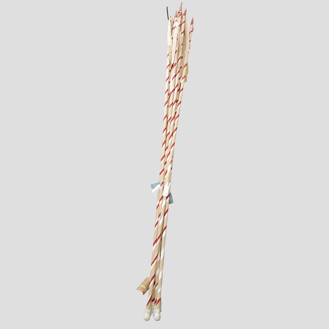 WHITE AND RED PAINTED CUSTOM CABANA POLES, A COLLECTION OF 8 ...