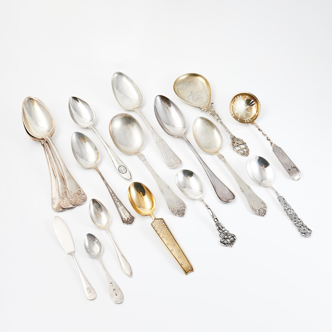 SKEDAR samt SERVERINGSBESTICK, 17 dlr, silver, olika tillverkar samt ...