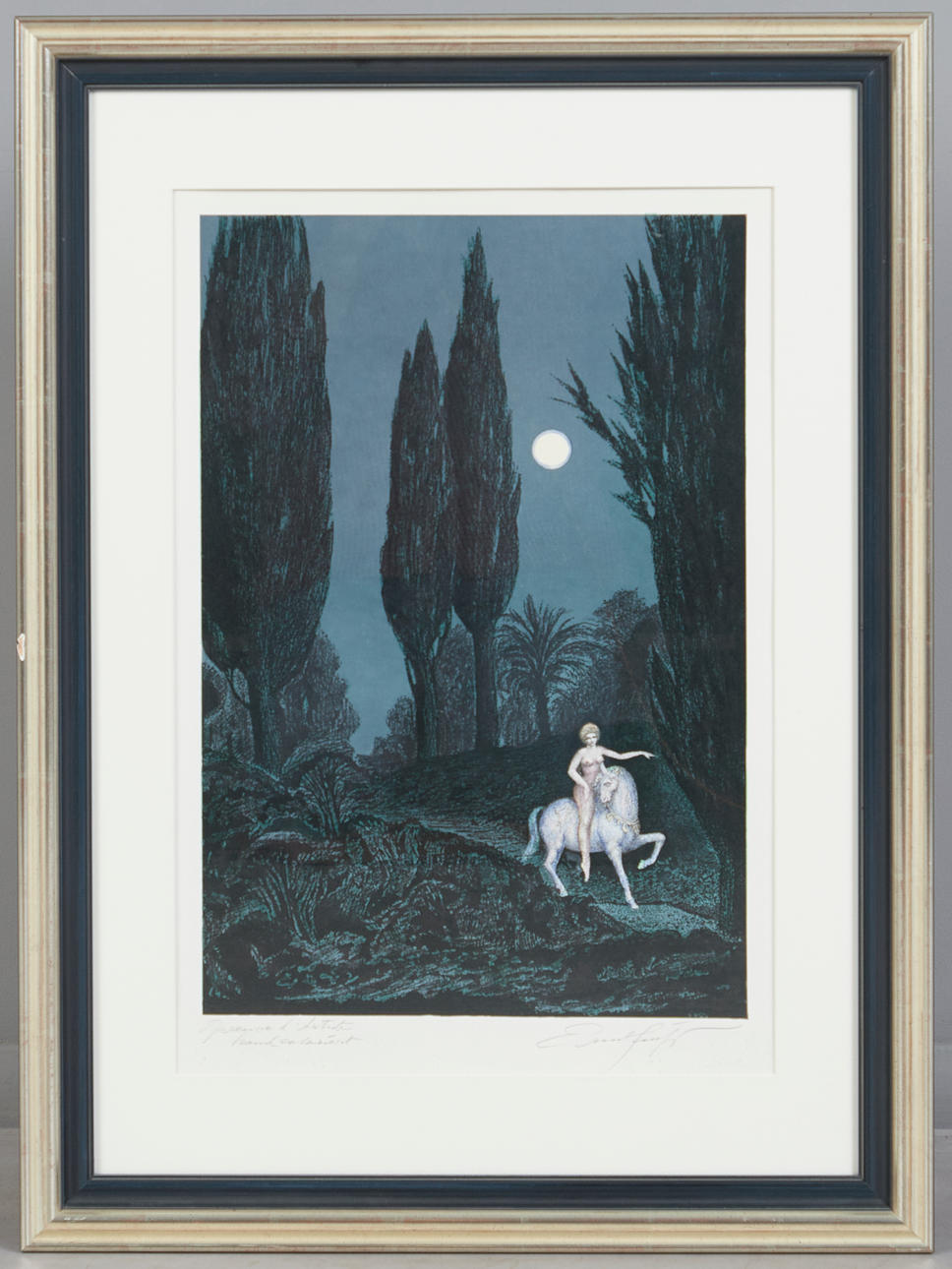 ERNST FUCHS (1930-2015). Tyttö yksisarvisella, värillinen litografia ...