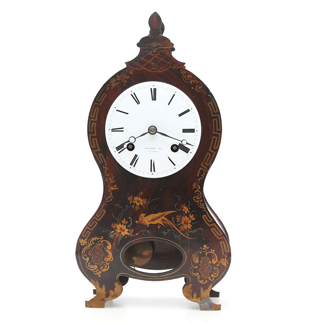 French table clock in Louis XV style by Jausions Hermanos, in lacquered ...
