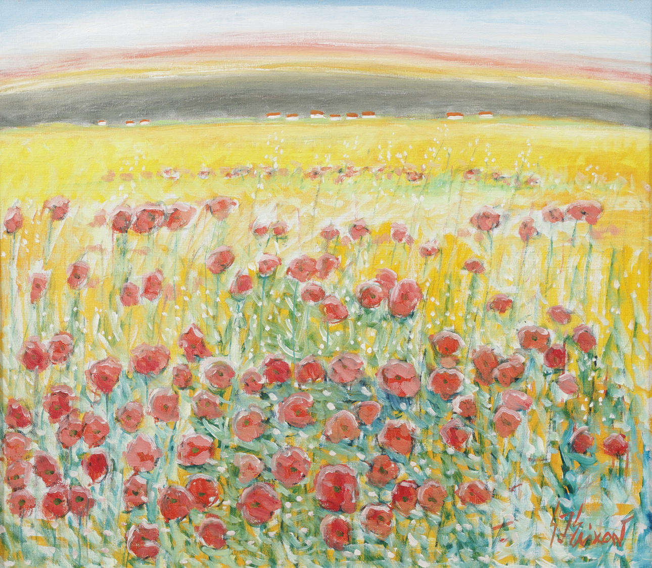 GUNNAR INGEMAR ERIXON. “Poppy on yellow field”, oil on canvas, signed ...