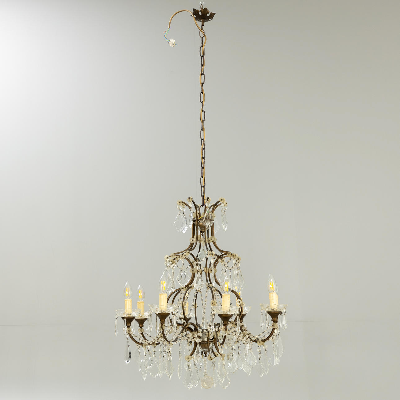 Chandelier with prism hanging, France, 1. 2nd half of the 20th Jh ...